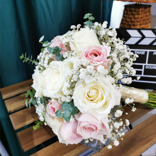 Candice Bouquet | Stalks of White and Pink Roses