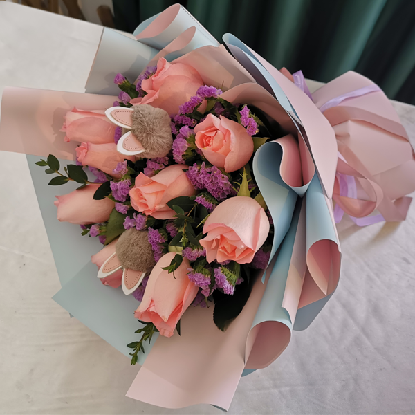 Bunny Bloom Arrangement | Perfect Mix of Roses & Bunny Ears