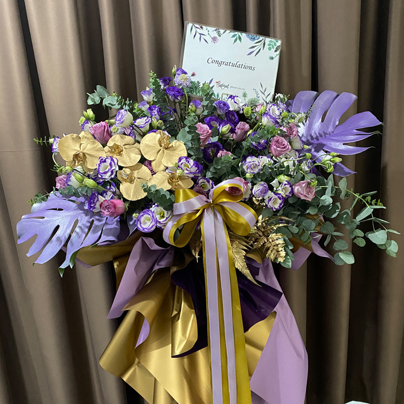 Purple Orchid Opening Stand - Grand Opening Congratulations Flowers